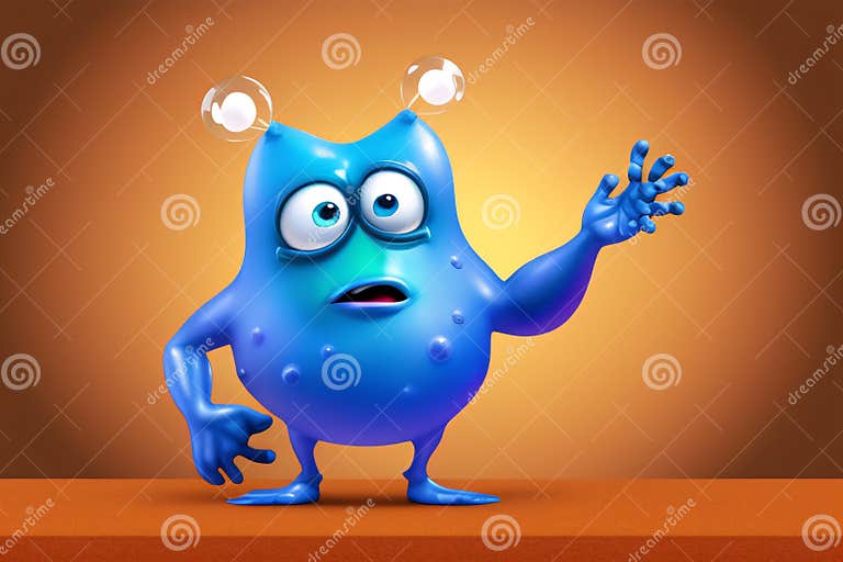 A Funny Virus Character with a Grotesque Expression Stock Illustration ...
