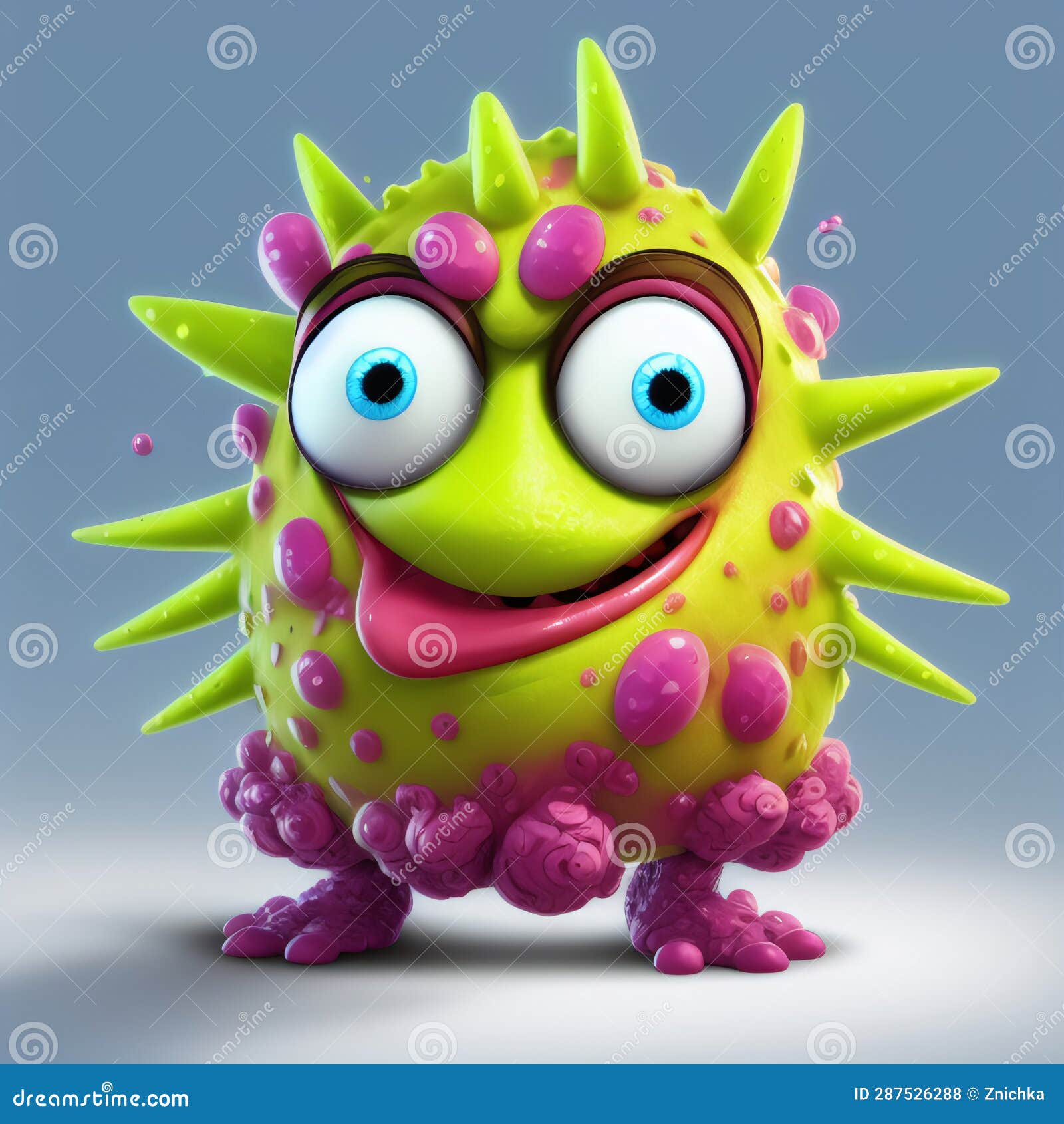 A Funny Virus Character with a Grotesque Expression Stock Illustration ...