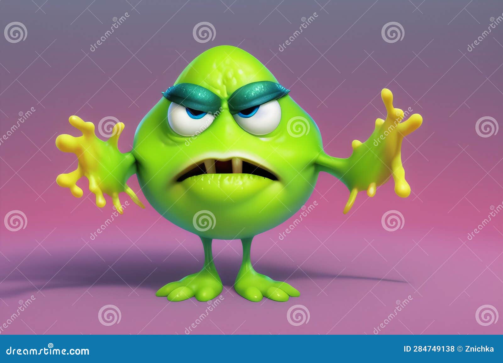 A Funny Virus Character with a Grotesque Expression Stock Illustration ...