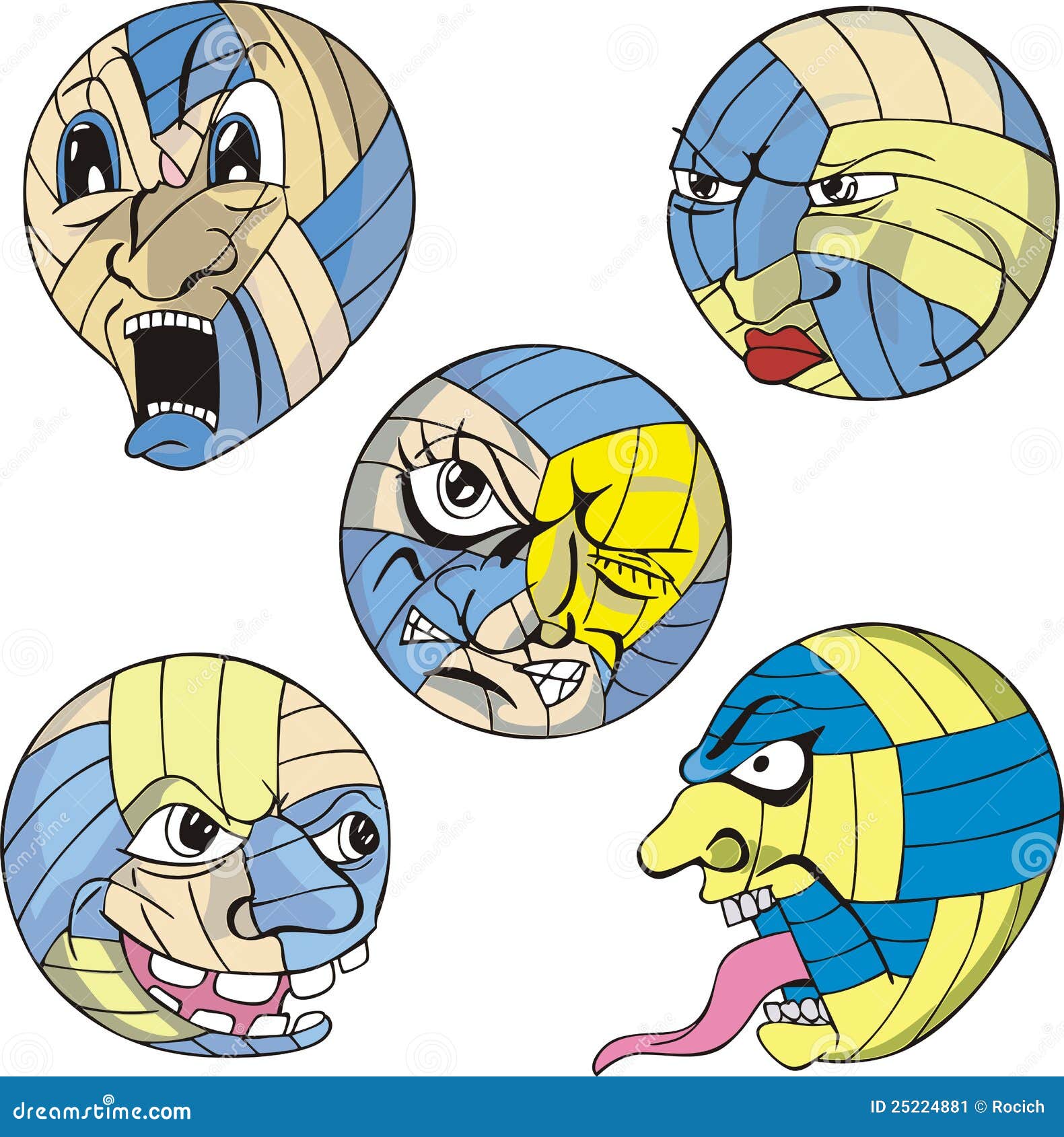 Two Cartoon Volleyballs, Dotted Lines, Playful Style, Background ...