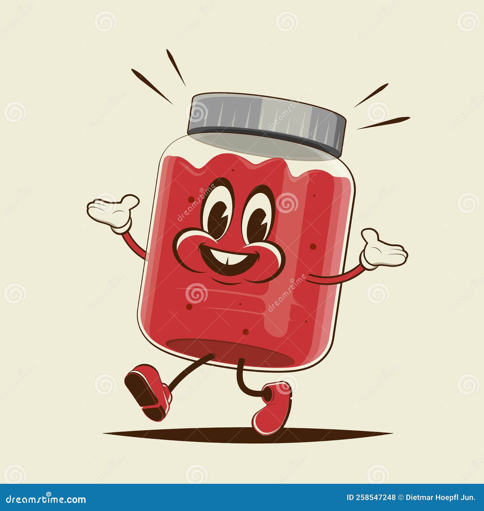 Funny Walking Cartoon Glass of Jam Stock Vector - Illustration of ...