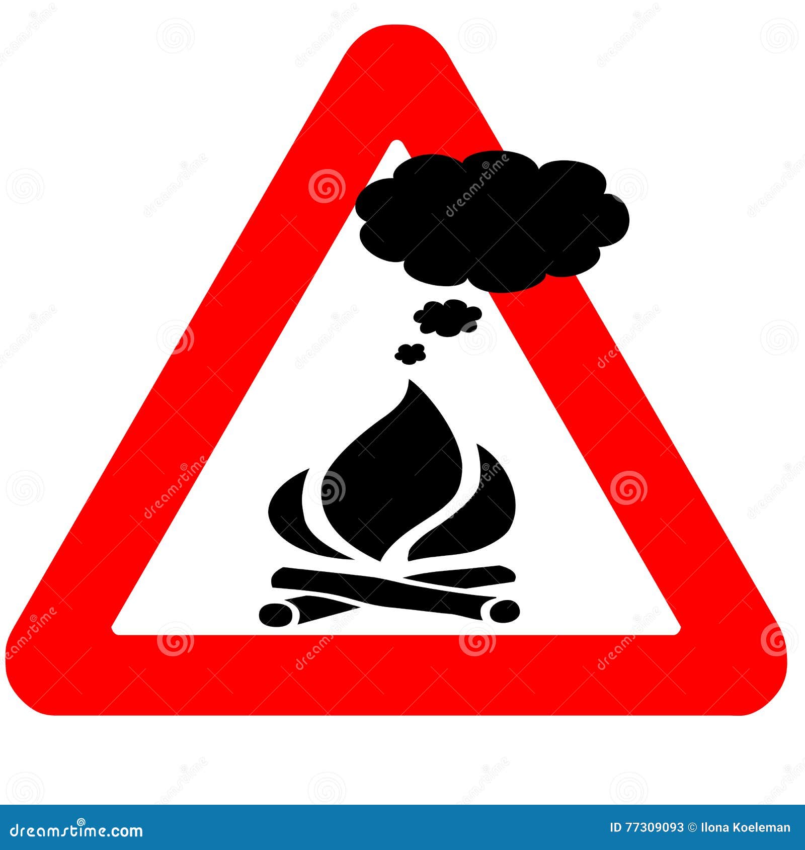 Funny Warning Road Sign Campfire Isolated Stock Illustration ...