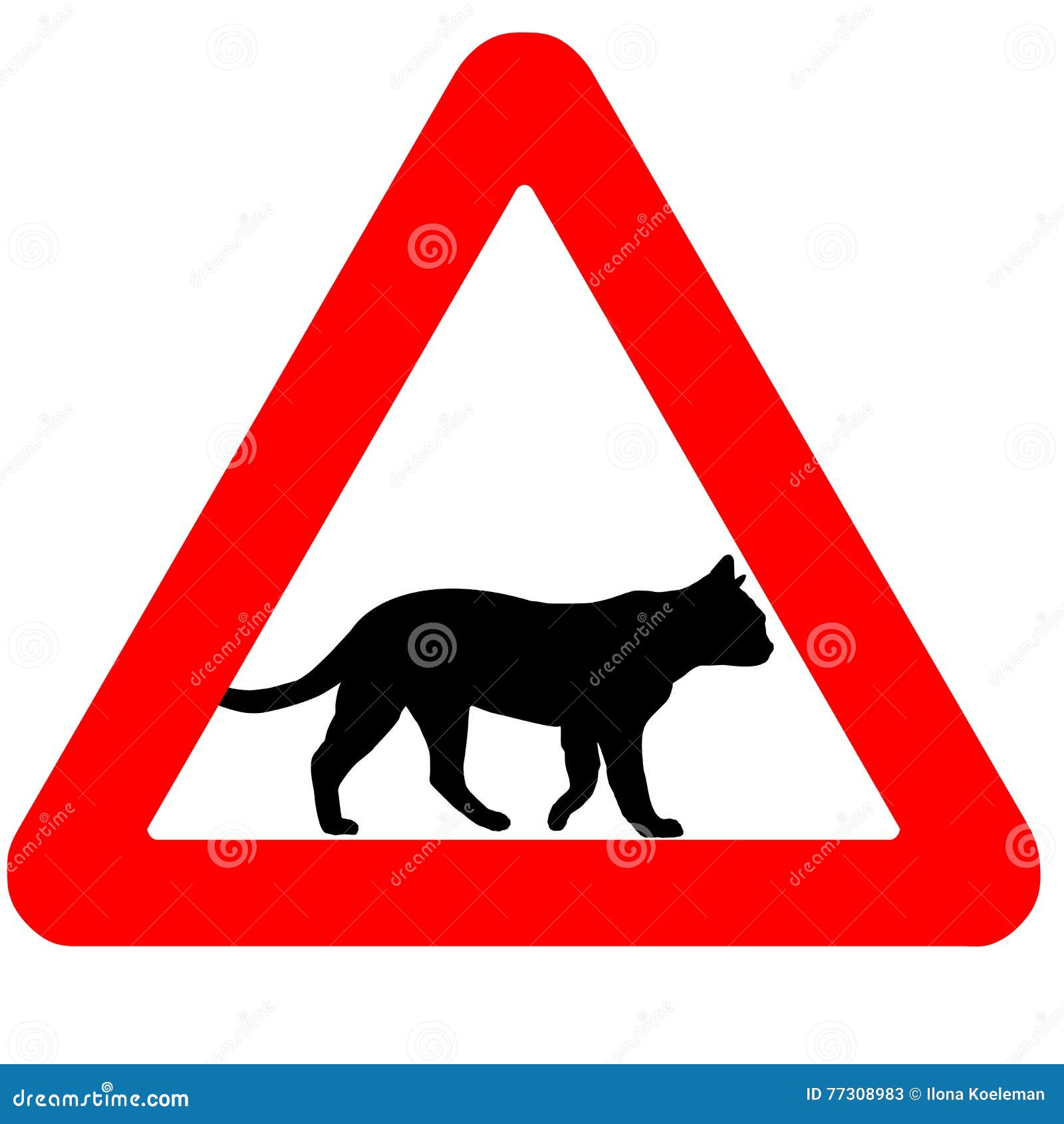 Funny Warning Road Sign Cats Icon Isolated Stock Illustration ...