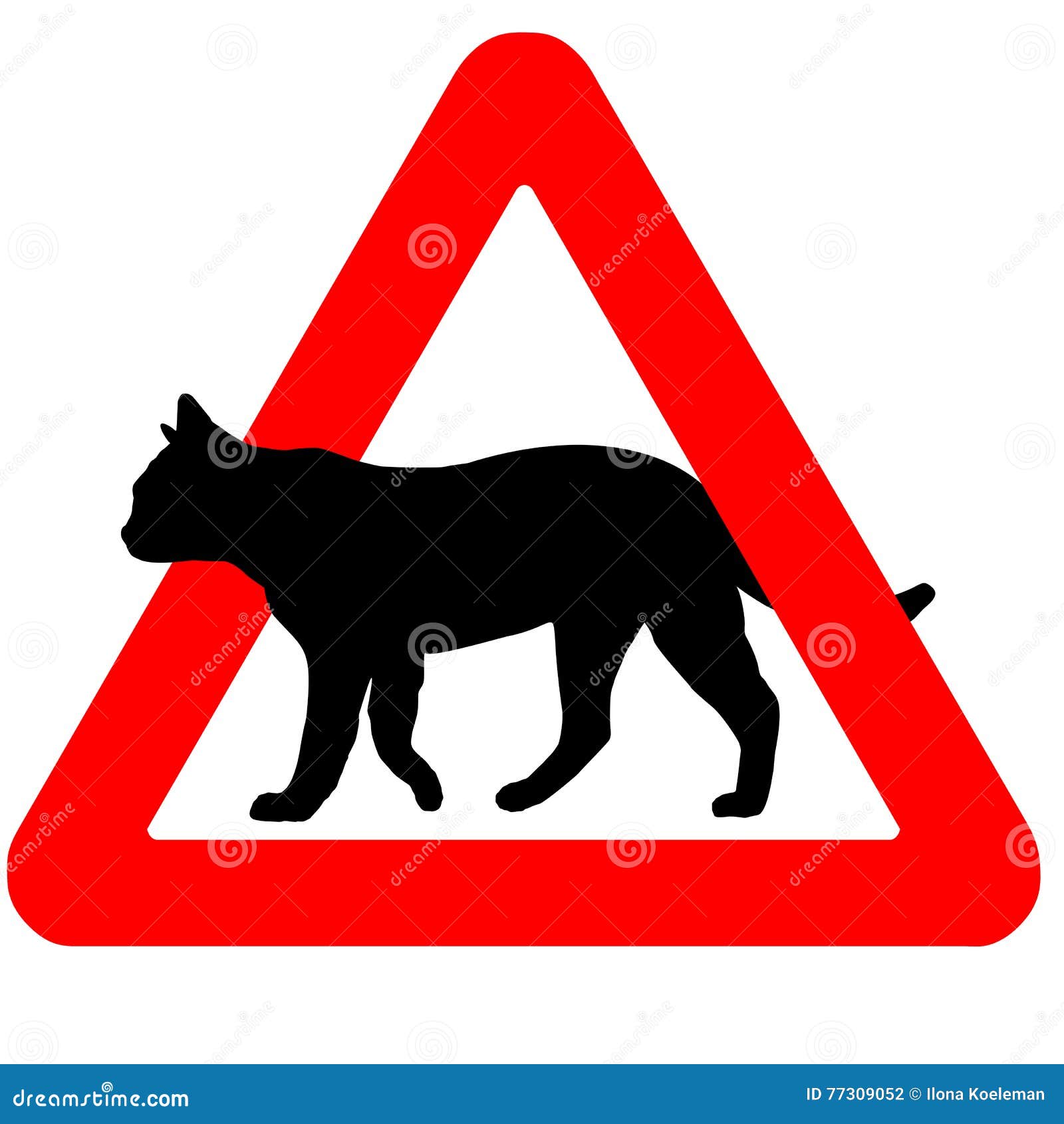 Funny Warning Road Sign Cats Icon Isolated Stock Illustration ...