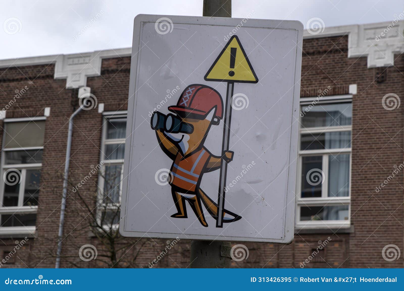 Funny Warning Sign Work on the Road at Amsterdam the Netherlands 29-3 ...