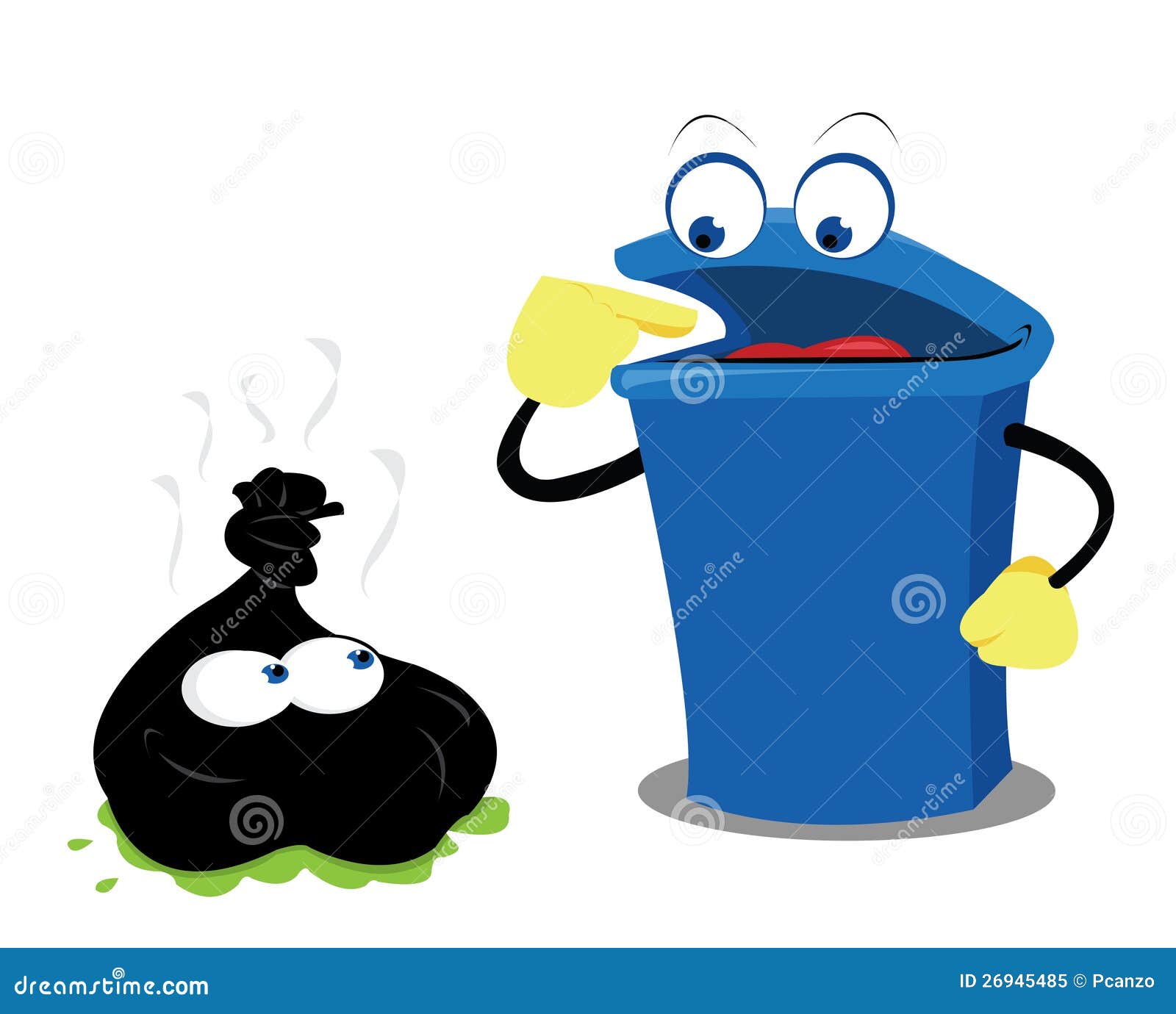 Funny Waste and a Bin stock vector. Illustration of crate - 26945485