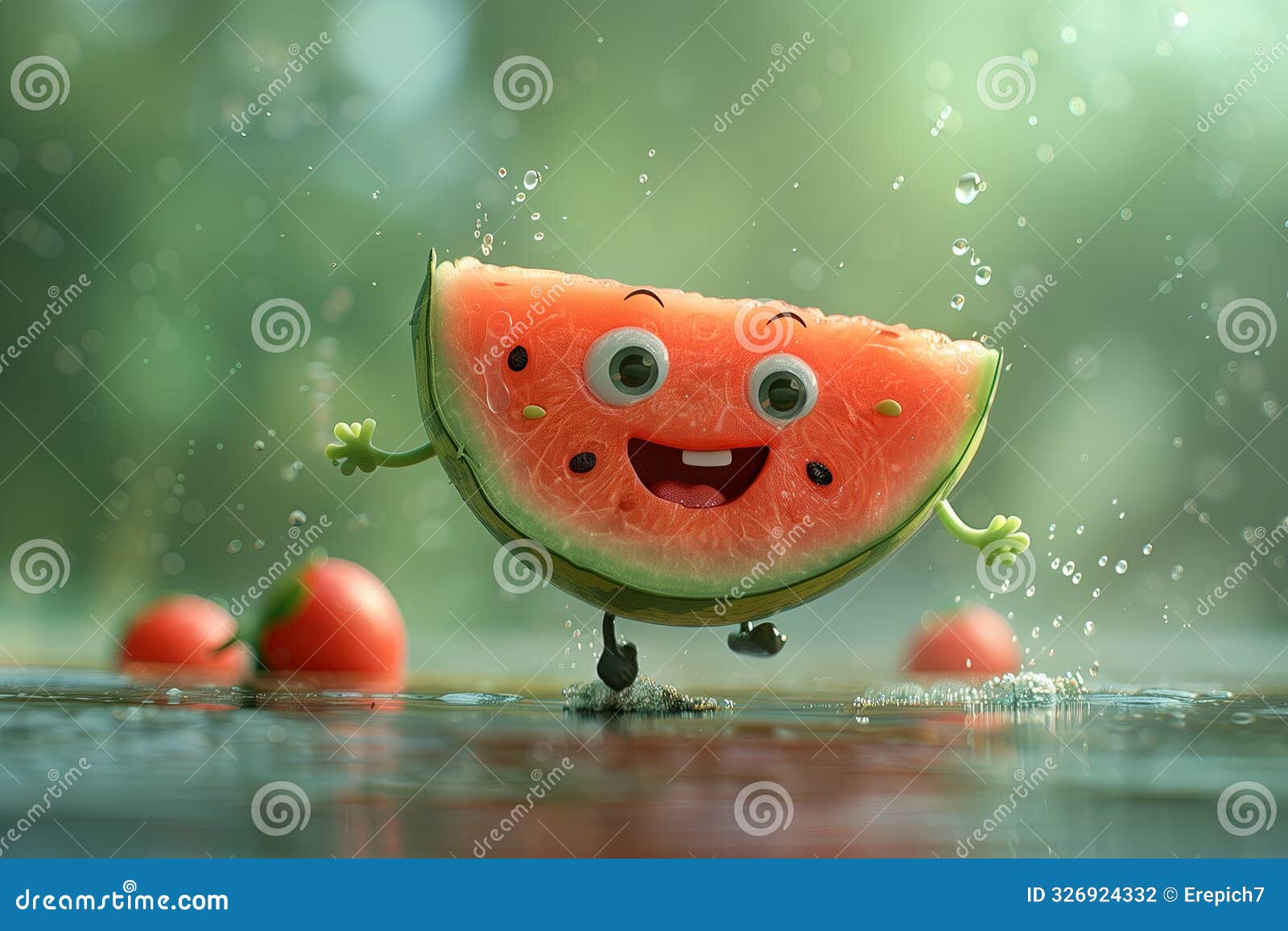 Funny Watermelon Character. 3d Illustration. Stock Illustration ...