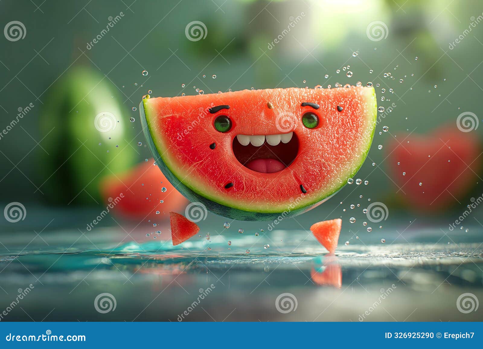 Funny Watermelon Character. 3d Illustration. Stock Illustration ...