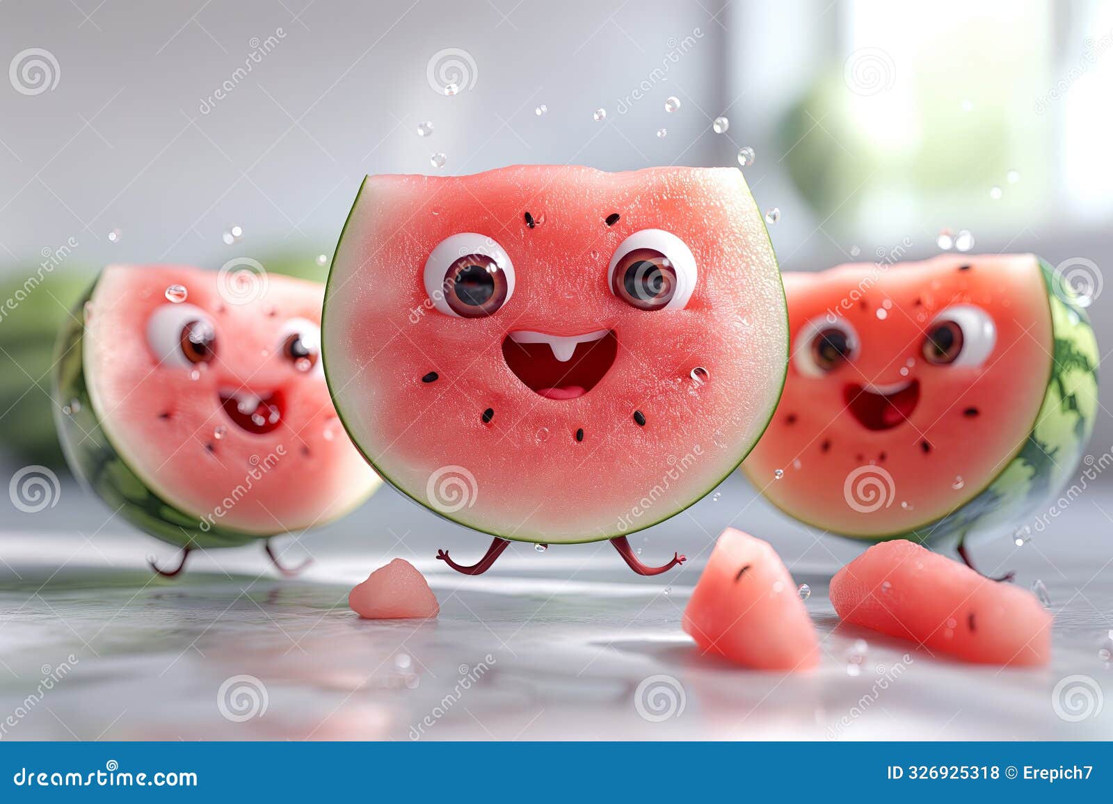 Funny Watermelon Character. 3d Illustration. Stock Illustration ...