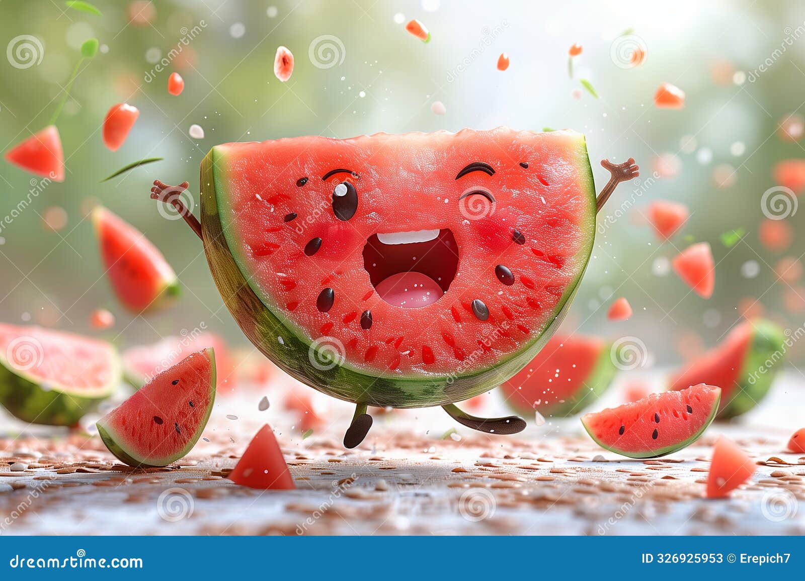 Funny Watermelon Character. 3d Illustration. Stock Illustration ...
