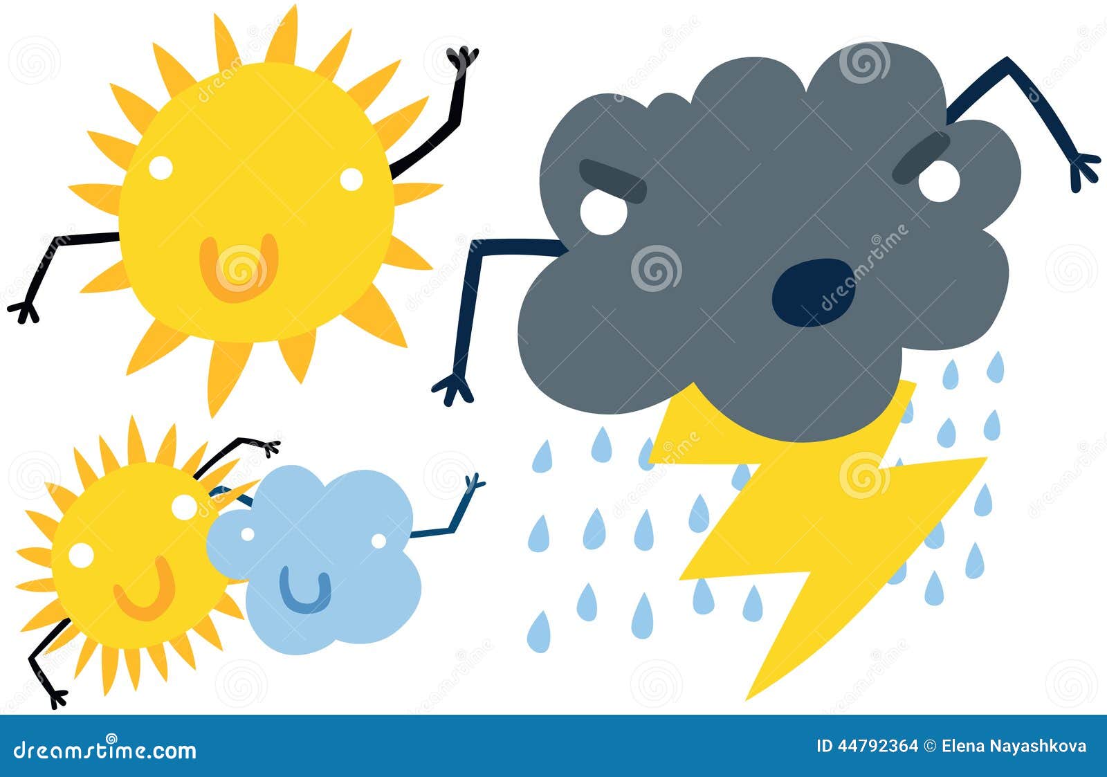 Funny Weather Icon Characters Stock Illustration - Illustration of ...