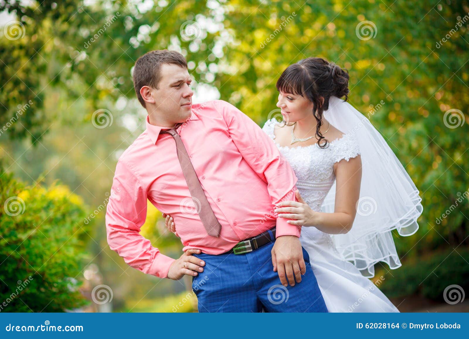 Funny Wedding the Bride and Groom Stock Photo - Image of happiness ...