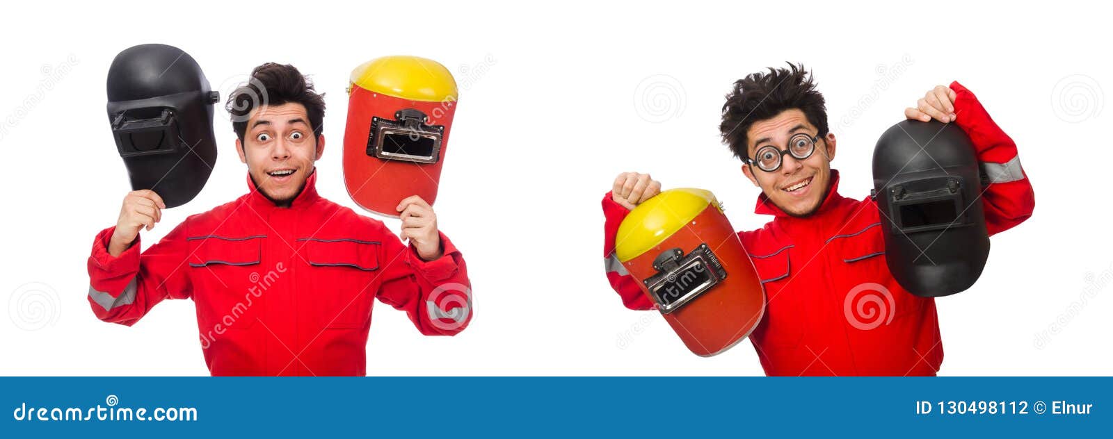 The Funny Welder Isolated on White Stock Photo - Image of collage, mask ...