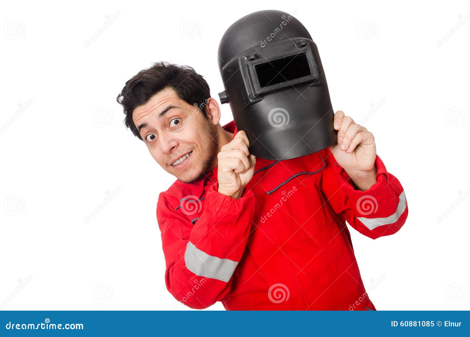 The Funny Welder Isolated on White Stock Image - Image of protection ...