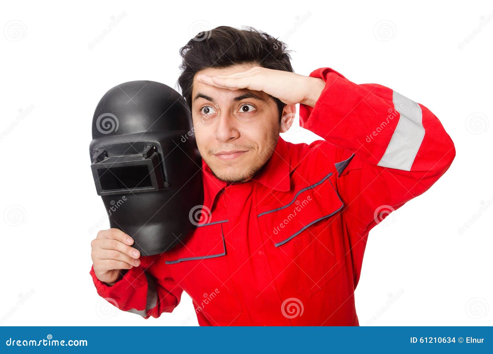 The Funny Welder Isolated on White Stock Photo - Image of flash, skill ...