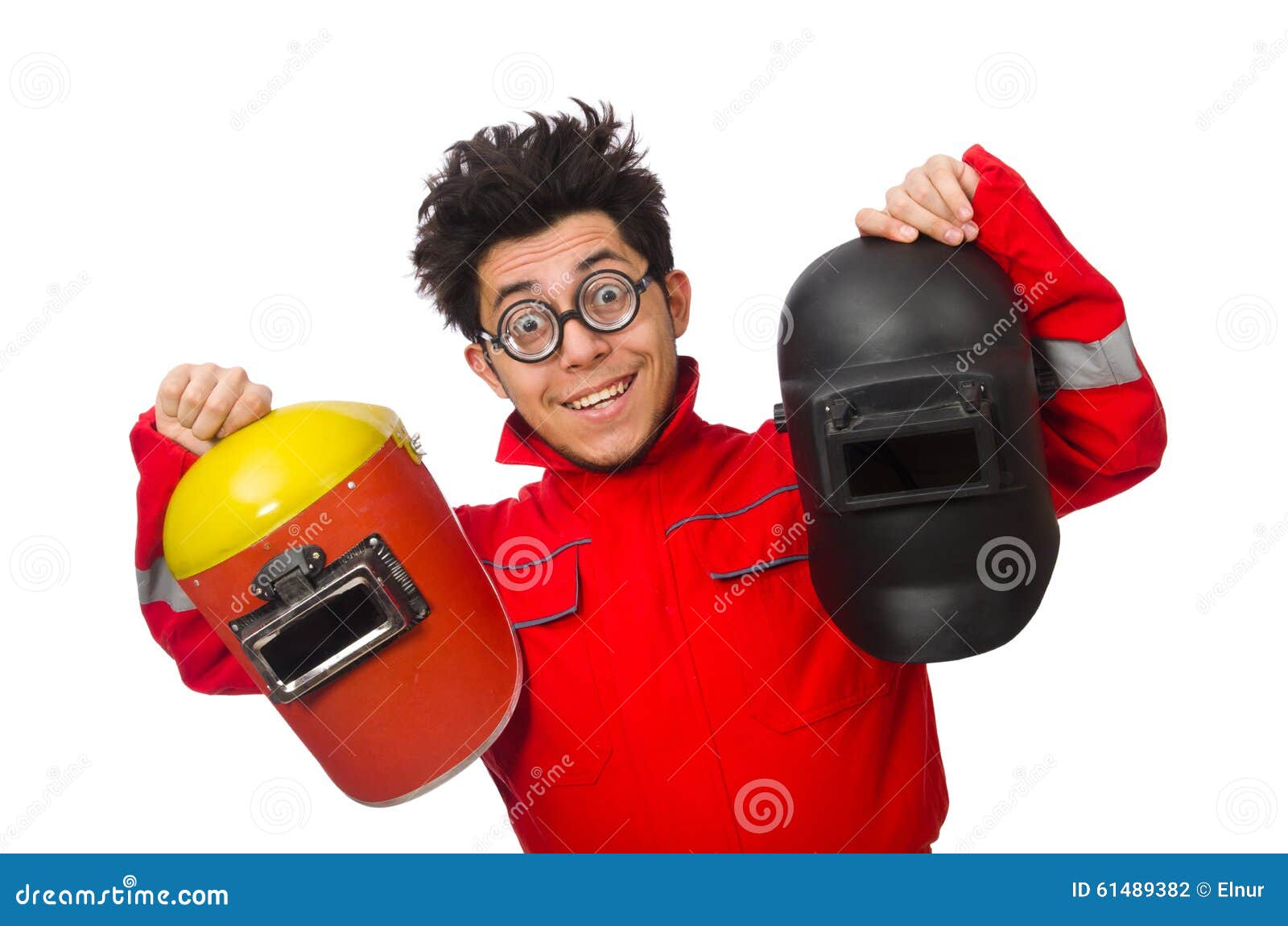The Funny Welder Isolated on White Stock Photo - Image of humour ...