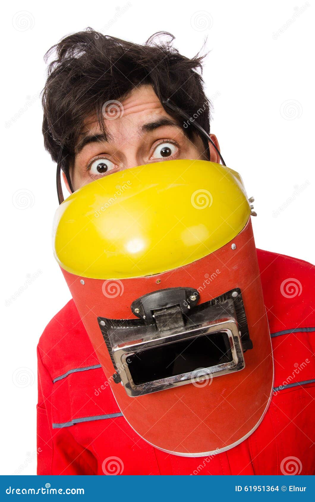 The Funny Welder Isolated on White Stock Photo - Image of humour, spark ...