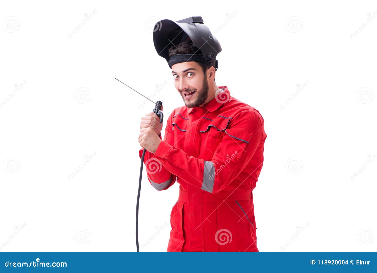 The Funny Welder Isolated on White Background Stock Photo - Image of ...