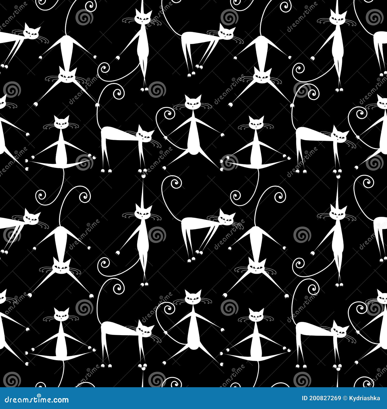 Funny White Cats, Seamless Pattern for Your Design Stock Vector ...
