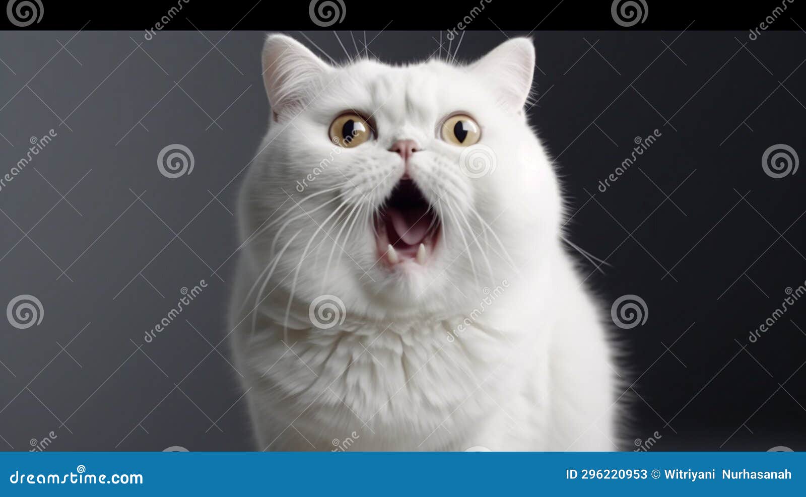 Funny White Fat Cat, Shout with Shocked Expression. Generative AI Stock ...