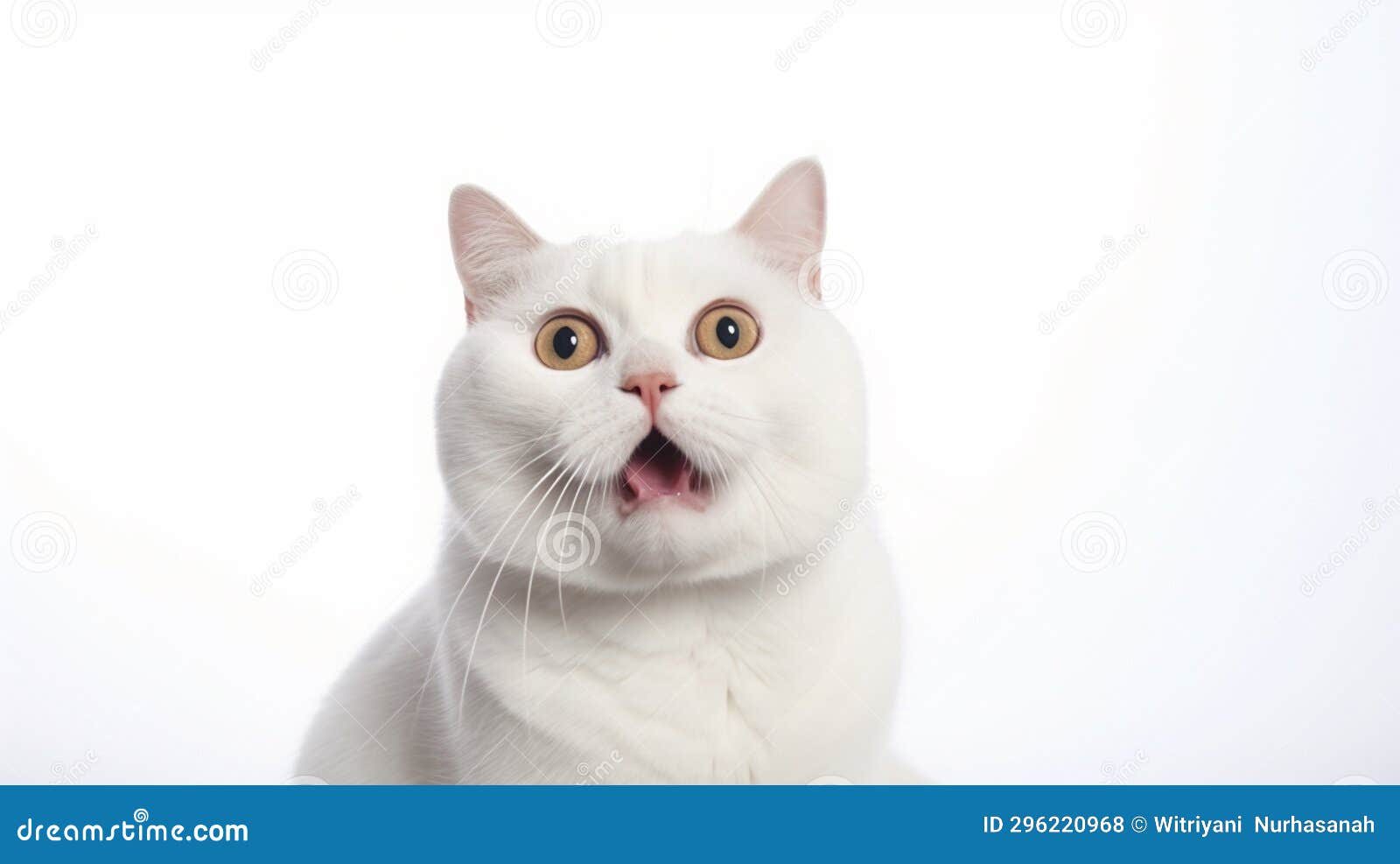 Funny White Fat Cat, Shout with Shocked Expression. Generative AI Stock ...