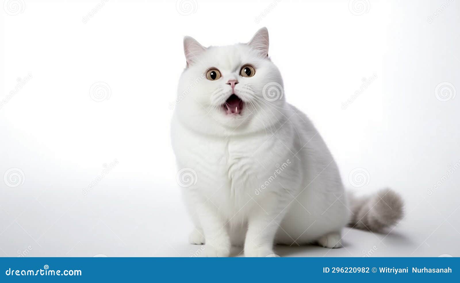 Funny White Fat Cat, Shout with Shocked Expression. Generative AI Stock ...