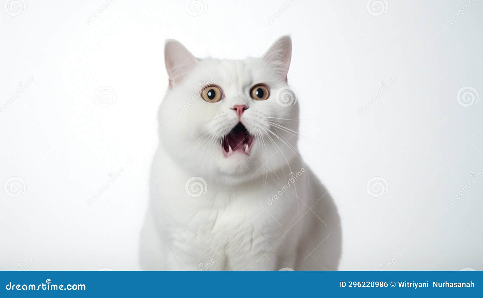 Funny White Fat Cat, Shout with Shocked Expression. Generative AI Stock ...