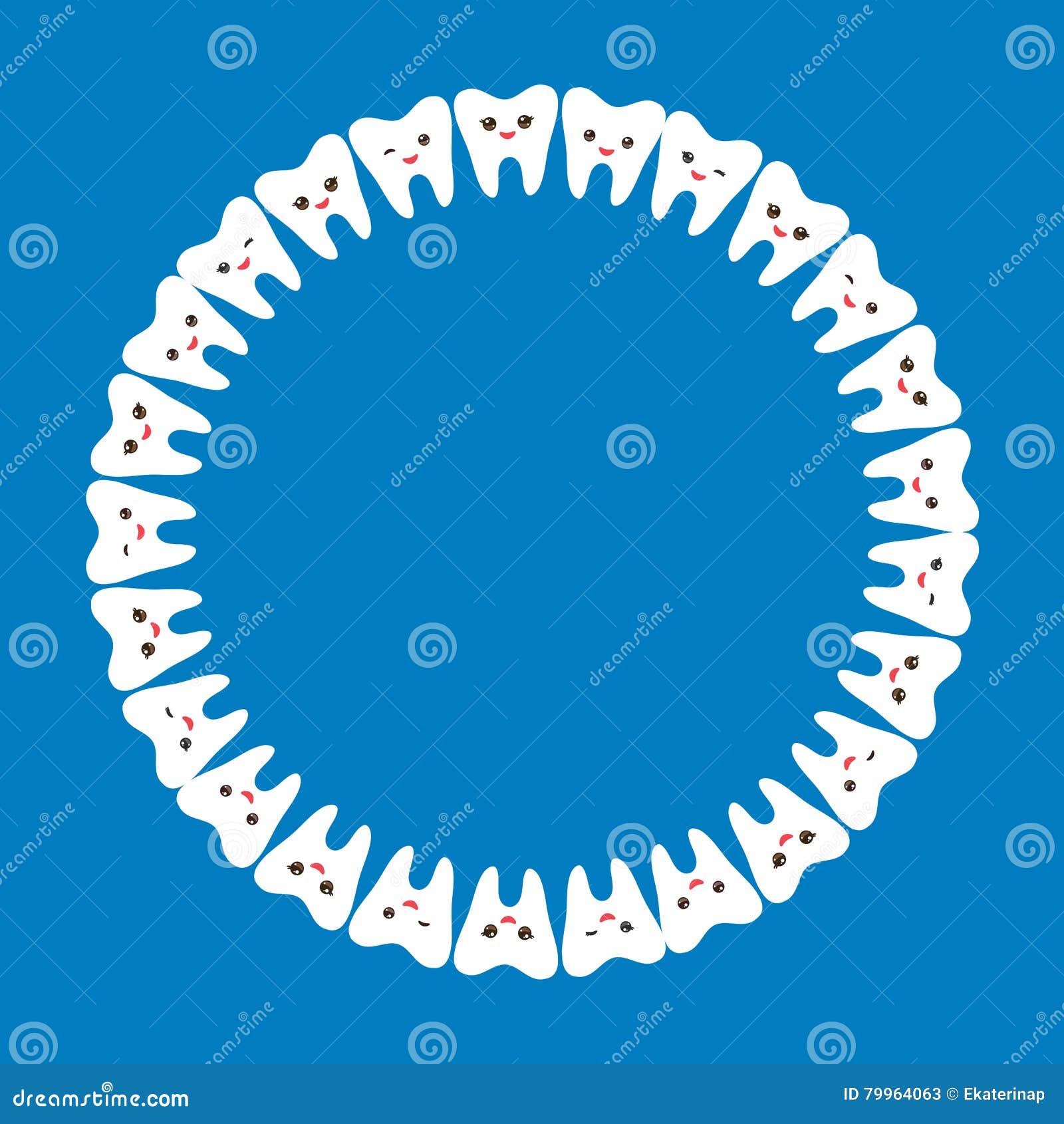 Funny White Teeth Round Frame Card Design, Template for Text, Dark Blue ...