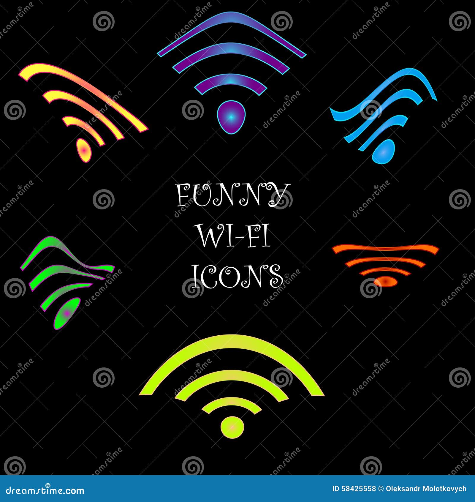 Funny Wi-Fi icons stock vector. Illustration of communication - 58425558