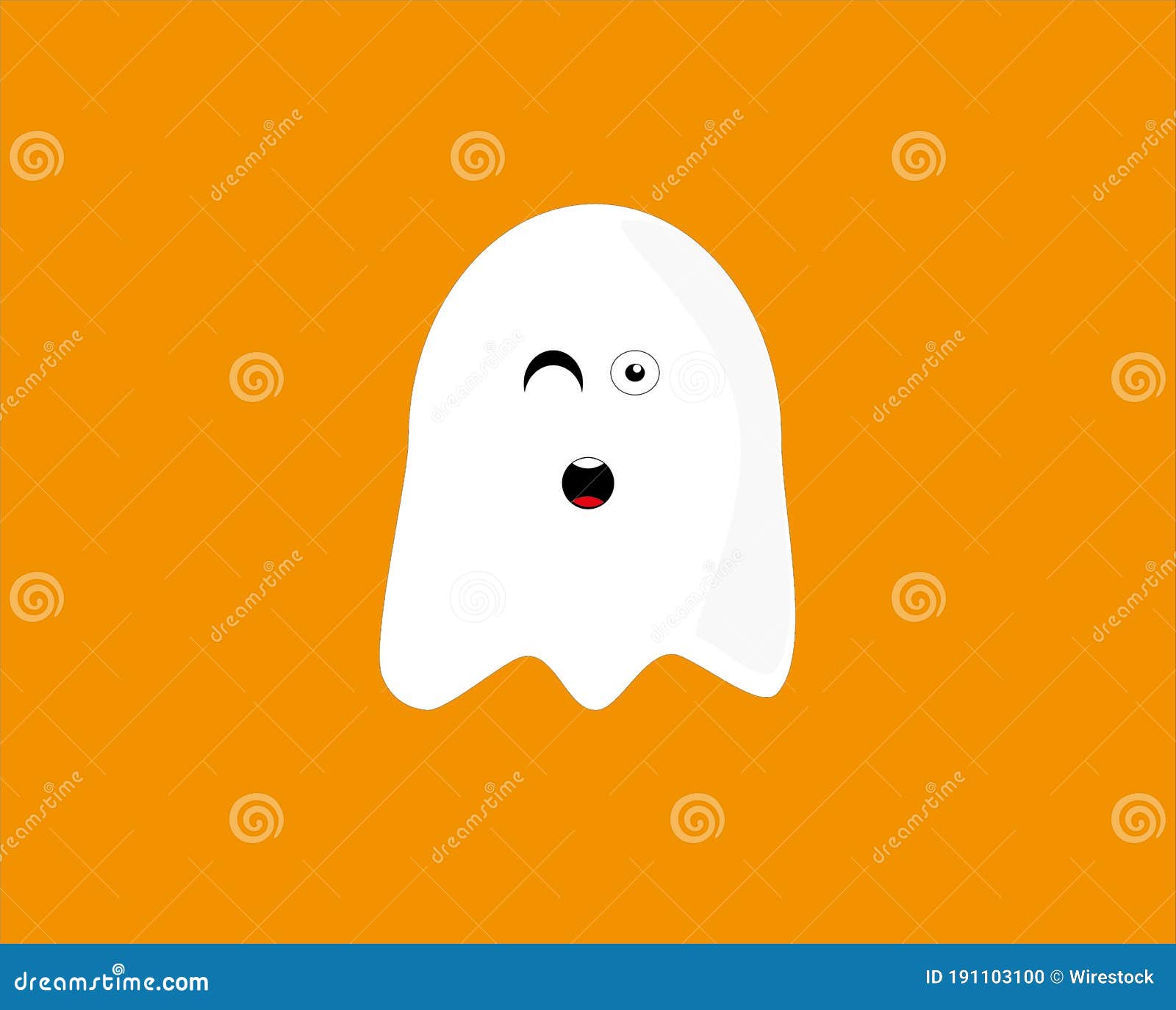 Funny Winking Ghost on Orange Background Stock Illustration ...