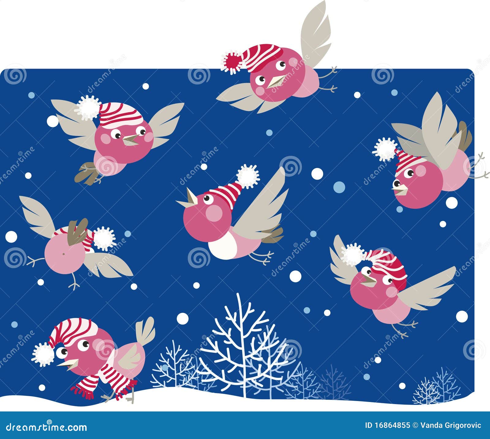 Funny winter birds stock vector. Illustration of bird - 16864855