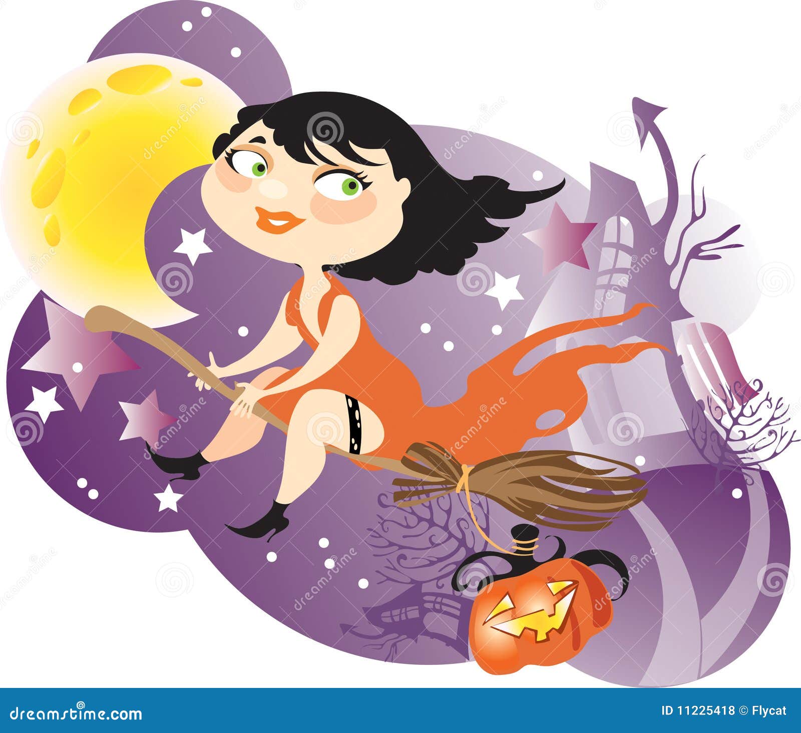 Funny witch stock vector. Illustration of landscape, young - 11225418