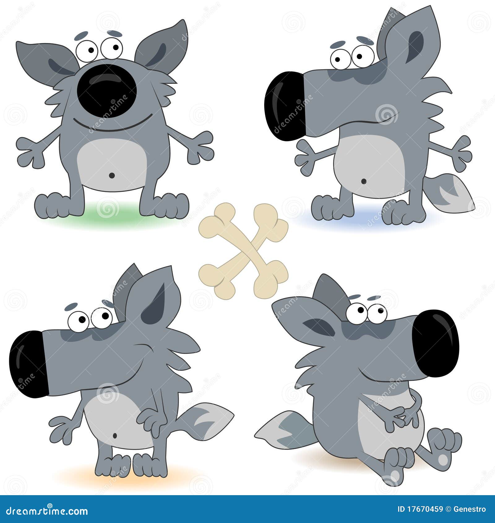 Two Funny Wolf Nurses Running With A Stretcher Vector Illustration ...