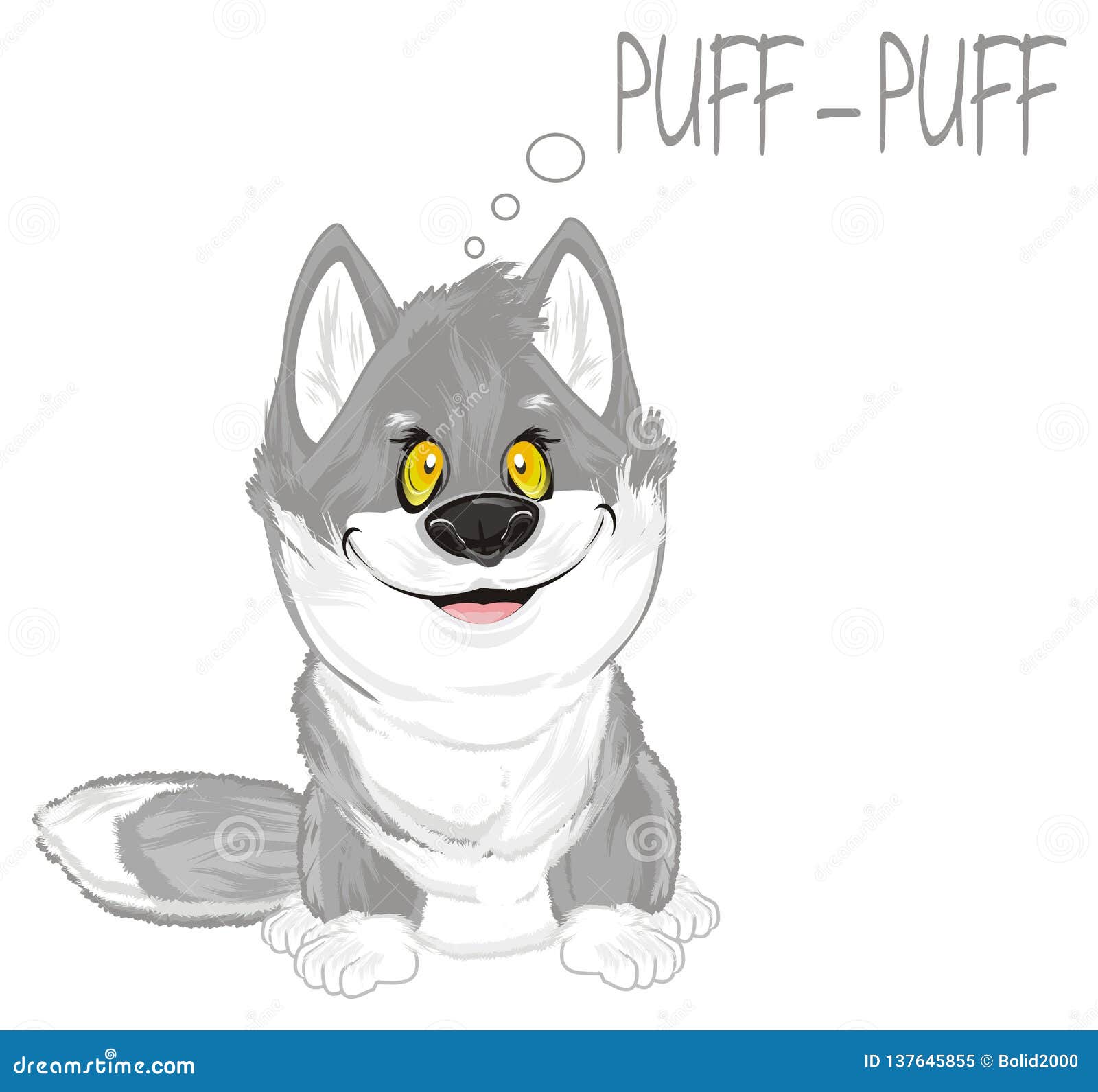Wolf say puff-puff stock illustration. Illustration of smile - 137645855