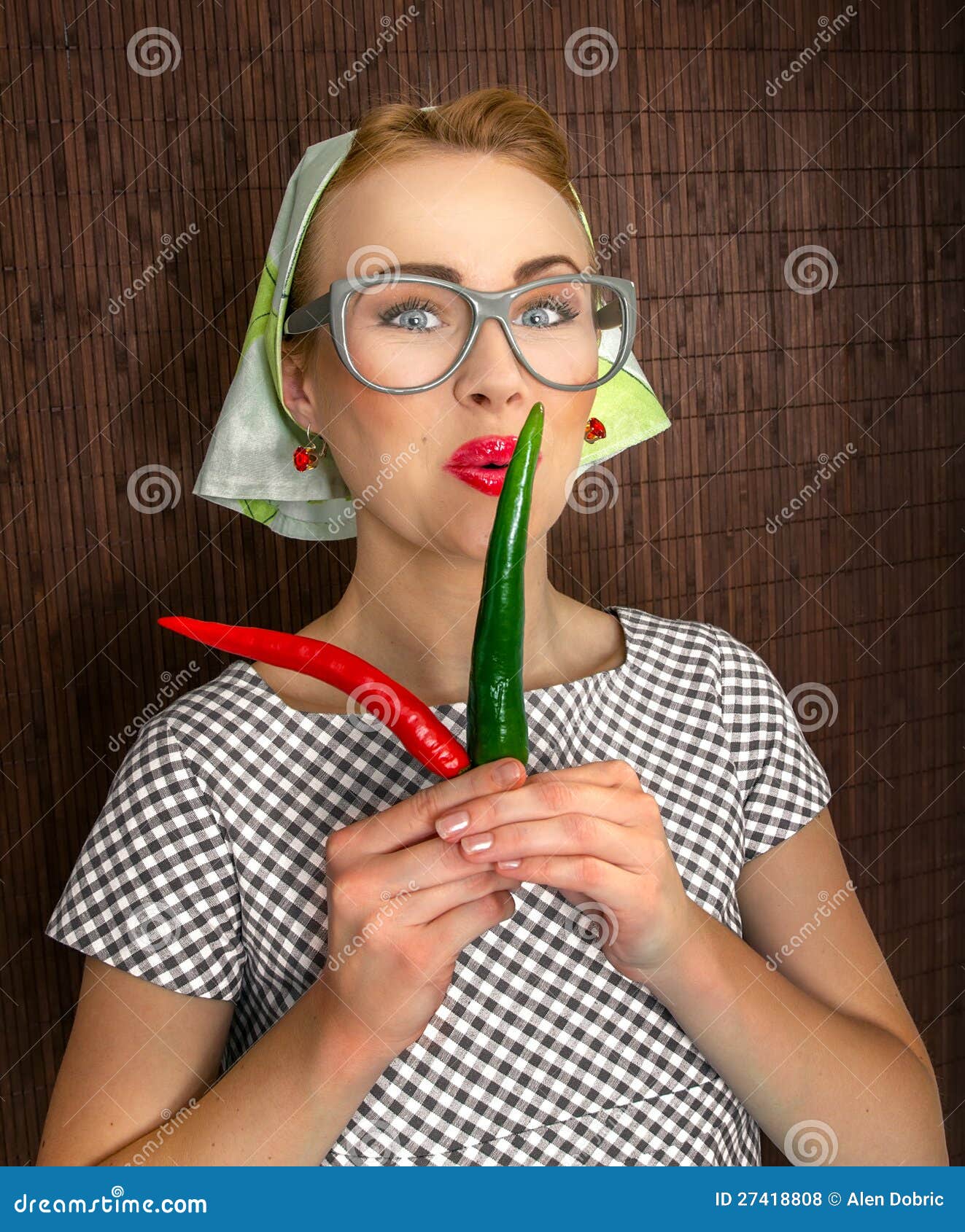 Funny woman cook stock photo. Image of girl, pepper, female - 27418808