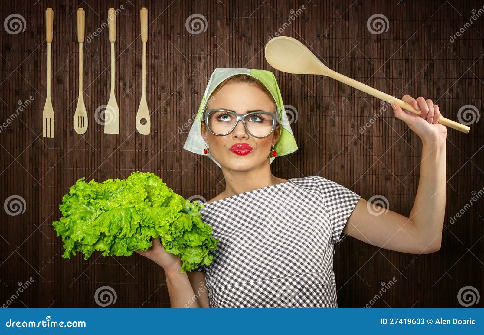 Funny woman cook stock image. Image of caucasian, vegetable - 27419603