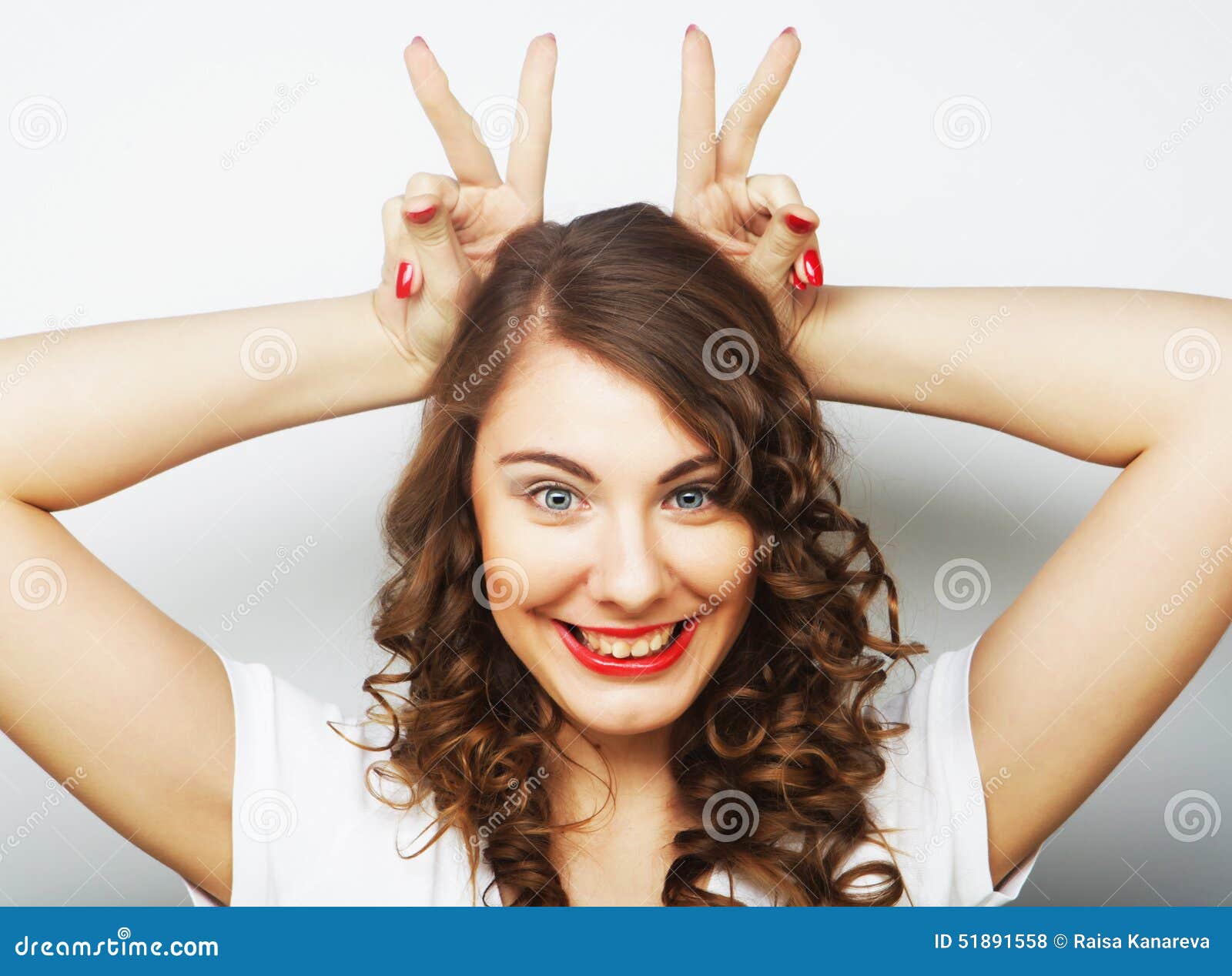 Funny Woman Doing Hand Sign Stock Photo - Image of beautiful, adult ...