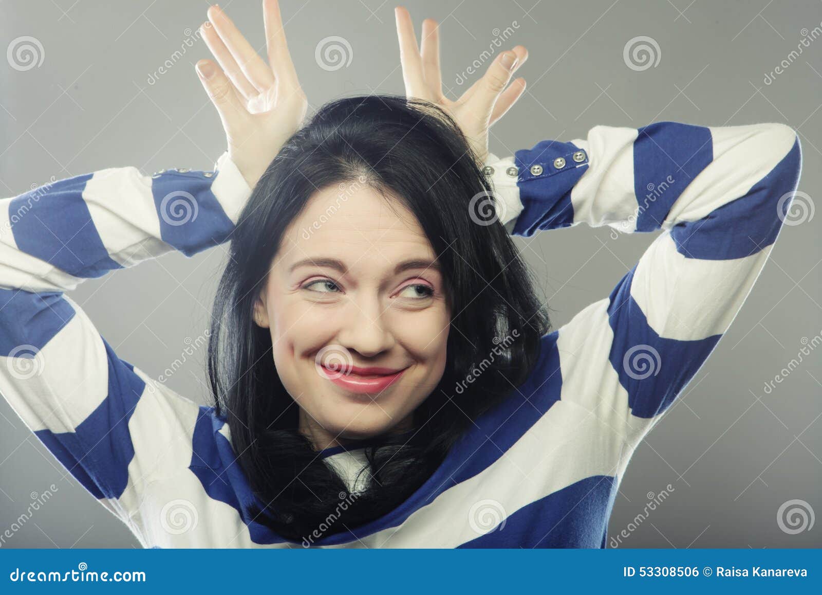 Funny Woman Doing Hand Sign Stock Photo - Image of series, energy: 53308506