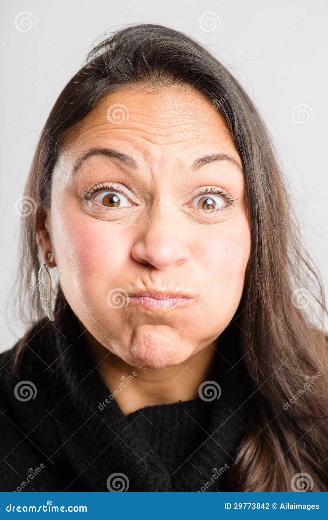 Funny Woman Portrait Real People High Definition Grey Background Stock ...