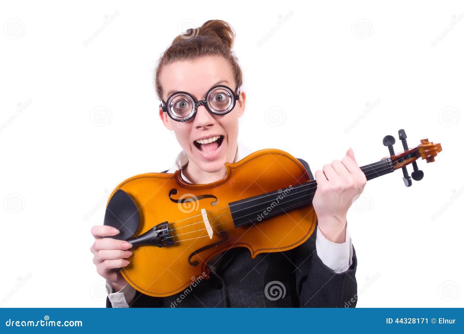 Funny Woman Playing Violin Isolated Stock Image - Image of classical ...
