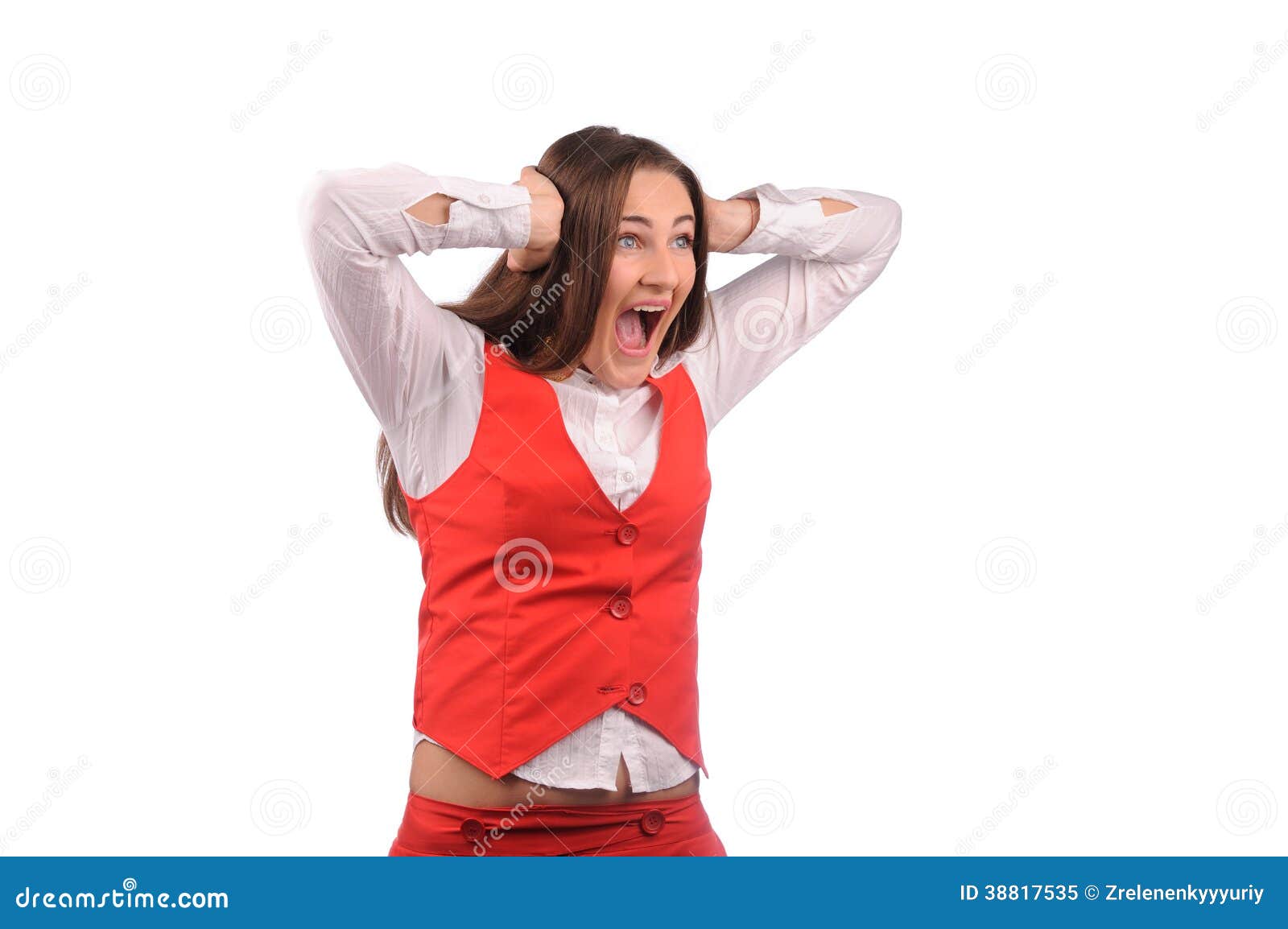 Funny woman in red jacket stock image. Image of handsome - 38817535