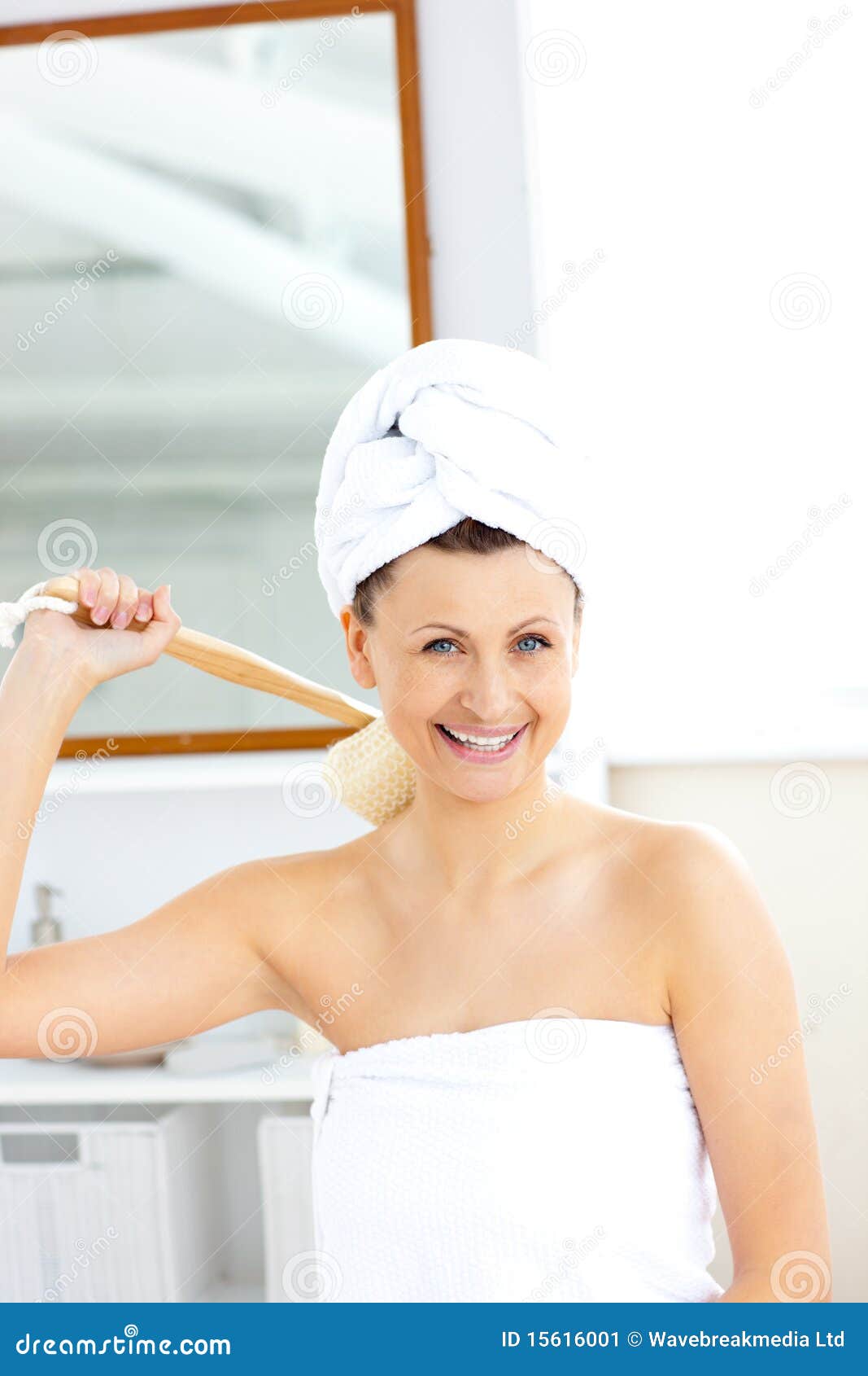 Funny Woman Washing Her Back Stock Image - Image of back, positive ...