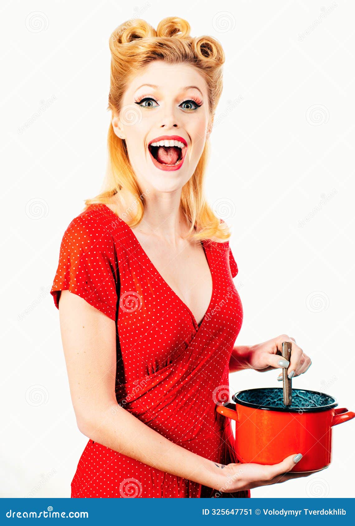 Funny Woman Winking in the Kitchen and Cooking, Stock Image - Image of ...