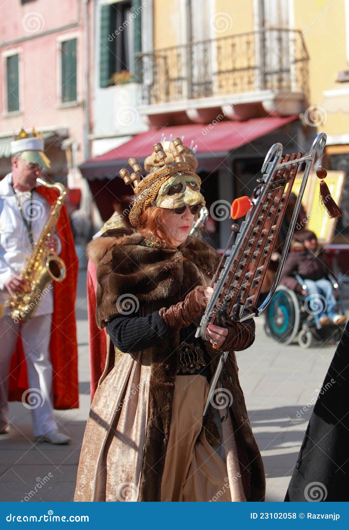 Funny woman xylophonist editorial stock photo. Image of portrait - 23102058