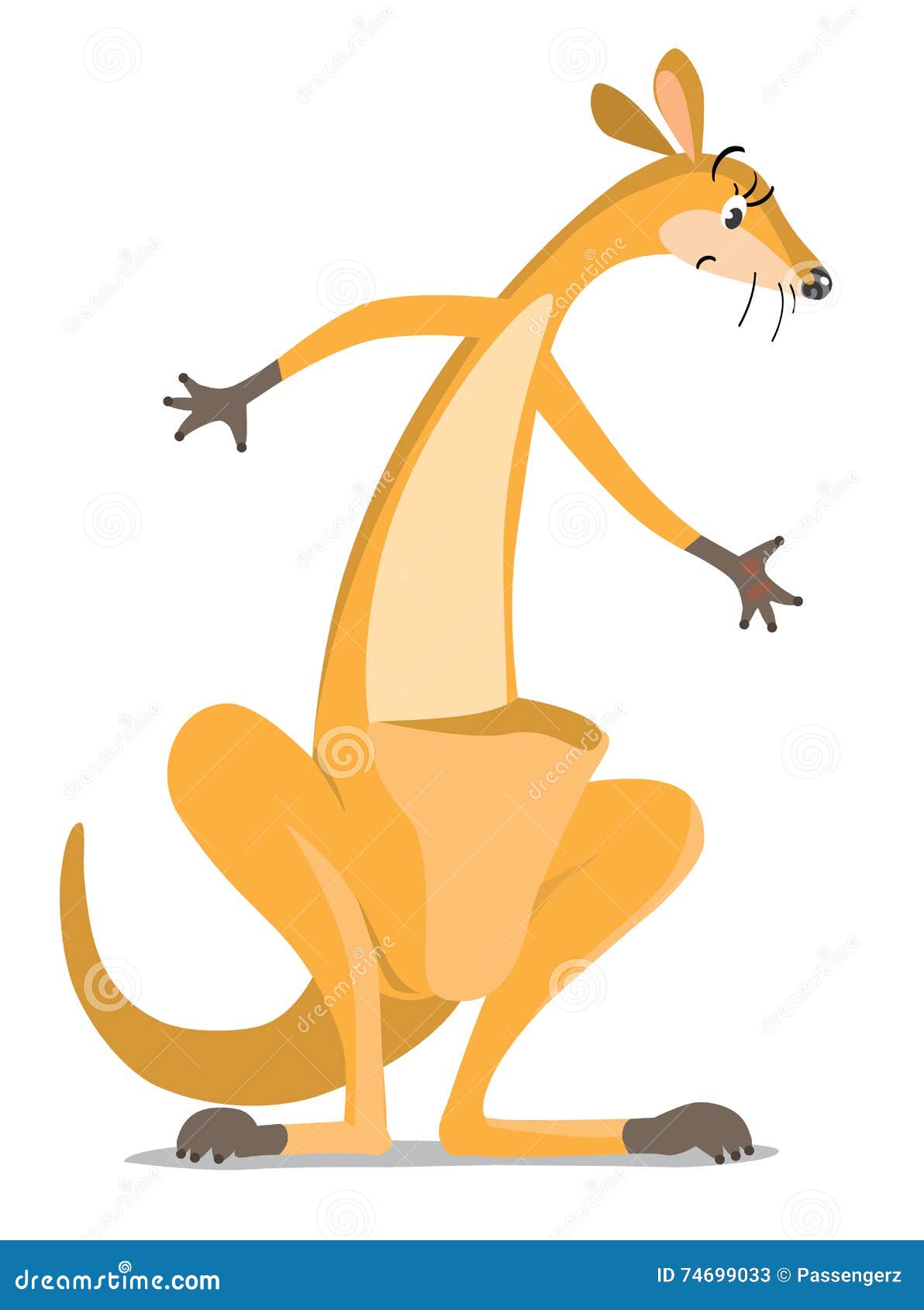 Sad Looking Kangaroo Standing On White Background Royalty-Free Cartoon ...