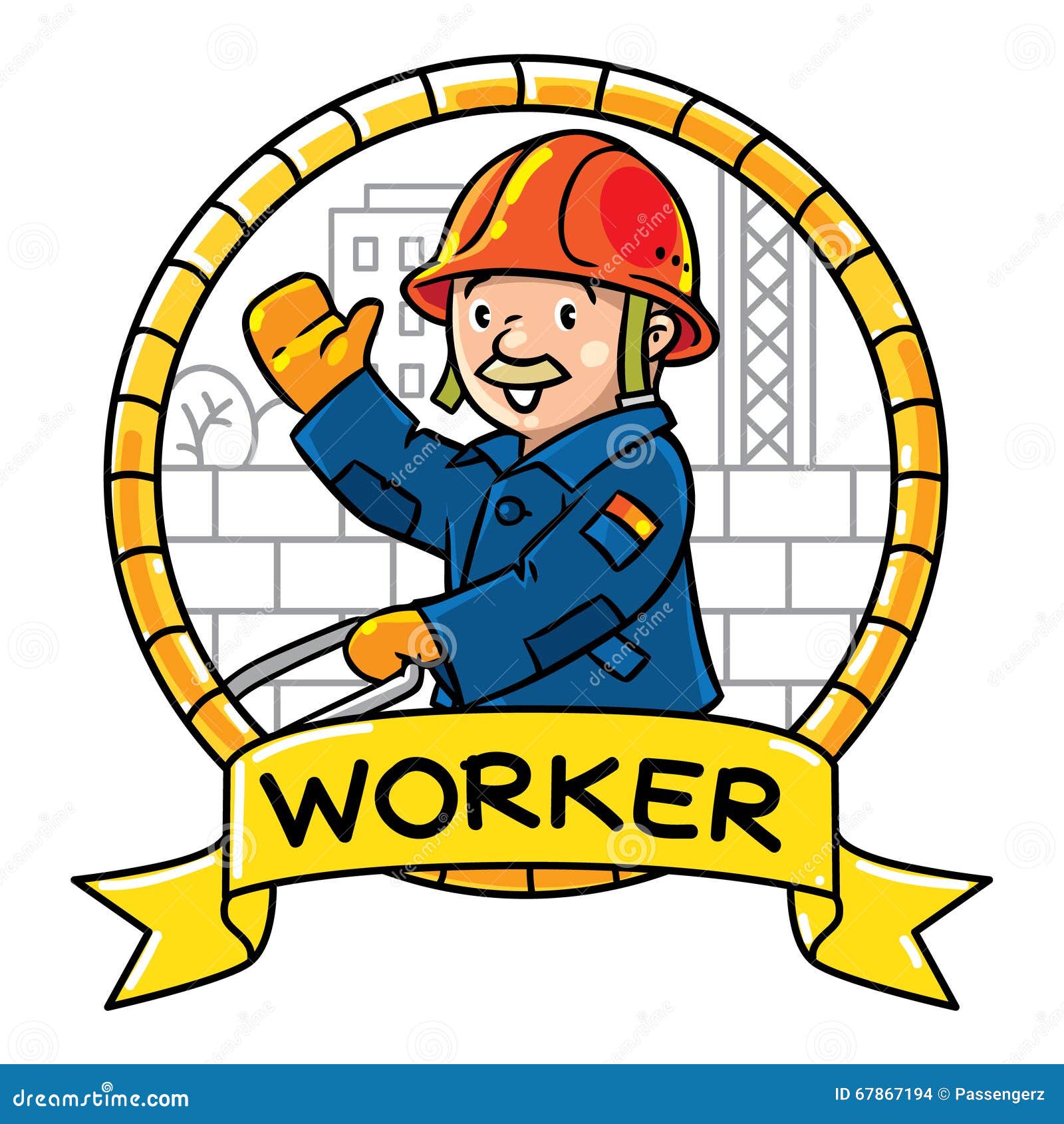 Funny Construction Worker With Cart Cartoon Vector | CartoonDealer.com ...