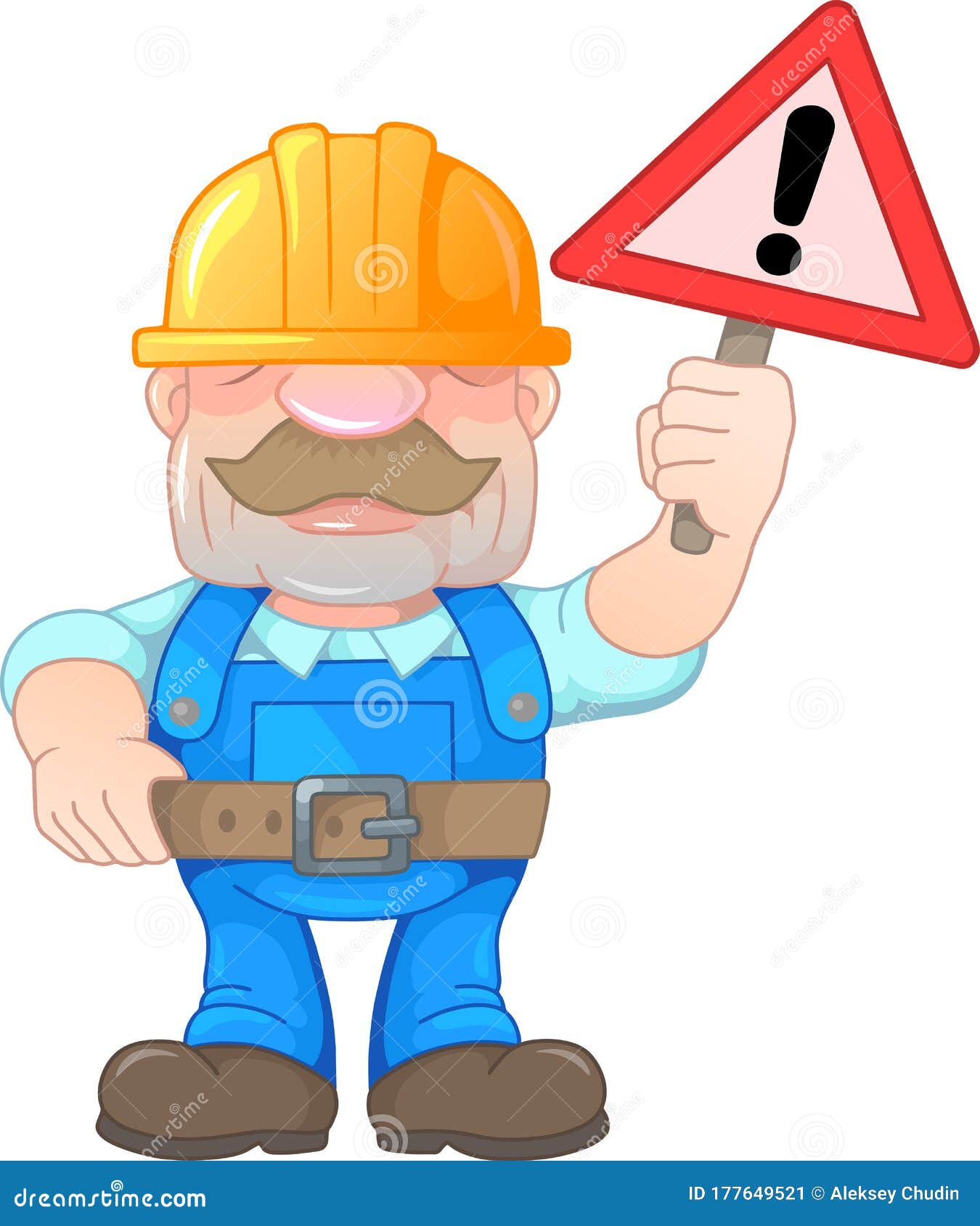 Funny Worker Warns Of A Malfunction, Funny Illustration Cartoon Vector ...