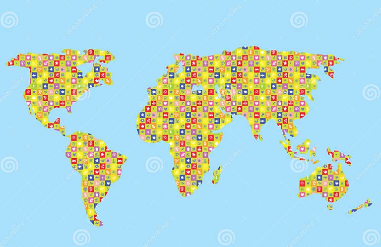 Funny world map for kids stock vector. Illustration of continent - 43247937