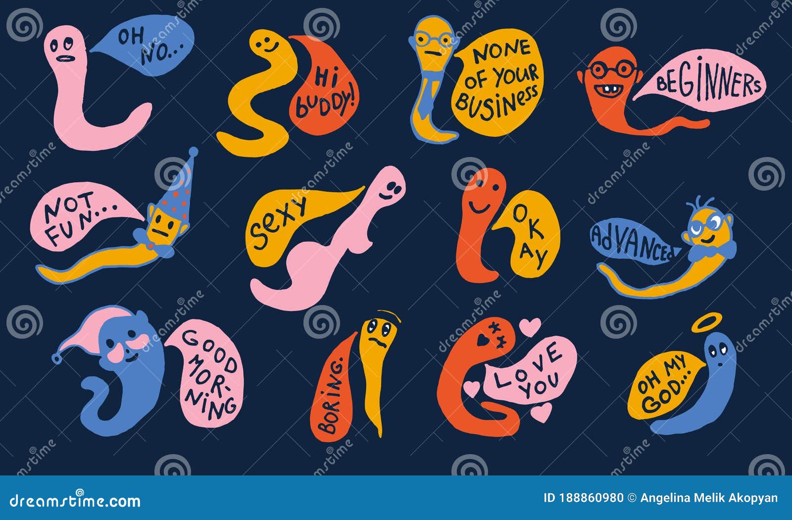 Funny Worm with Speech Bubble Stock Vector - Illustration of little ...
