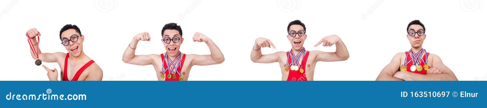 Funny Wrestler with Winners Gold Medal Stock Image - Image of costume ...